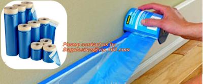 China PE pre-taped drop cloth, self adhesive auto painting pre-taped masking film, Pre-taped masking film is disposable produc for sale