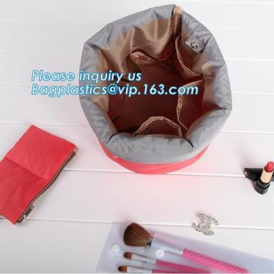 China waterproof big container cylinder cosmetic make up bag with 3 mini bags, cosmetic bag, make up bag, bagplastics bagease for sale
