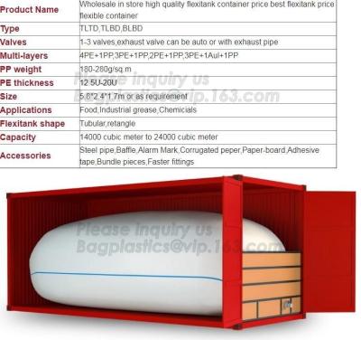 China big storage bag palm oil flexi bag price flexitank 20ft,flexitank/ liquid bag for bulk Diesel oil with full set of acces for sale