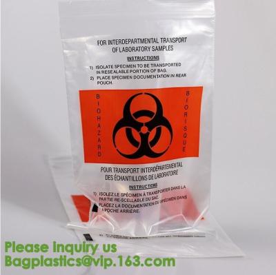 China LDPE Poly Biohazard Waste Disposal Bags Lab Biohazard Specimen With Zip lockkk Closure for sale