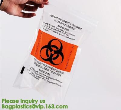 China LDPE Poly Biohazard Waste Disposal Bags Lab Biohazard Specimen With Zip lockkk Closure for sale