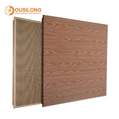 Cina Soffitto di alluminio acustico 600×600mm di Mircoperforated di colore di legno scuro in vendita