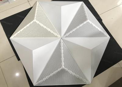 China Powder Coat Pearl White Commercial Ceiling Tiles , 3D Triangle Clip Floating Ceiling Tiles for sale