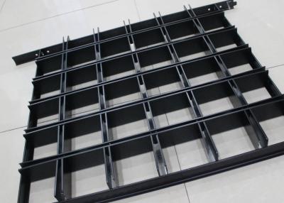 China Metal Grille Ceiling Commercial Ceiling Tiles Panel , install With Black 14 T-grid for sale