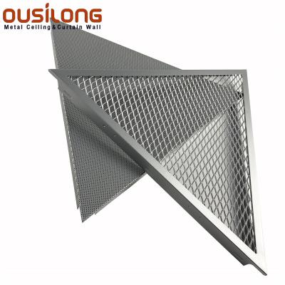 China Mesh Clip Snap de aluminio/de aluminio del triángulo acústico en el techo enmarcado de Trianguler del panel de techo en venta
