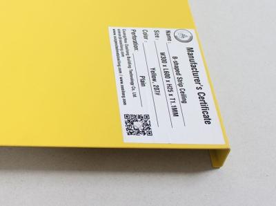 Cina Soffitto di alluminio normale della striscia a forma di B con Akzo Nobel ambientale in vendita