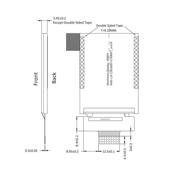 Quality 1.8 Inch Lcd Module White Backlight 2.8V 6 O'clock TFT LCD High Definition for sale