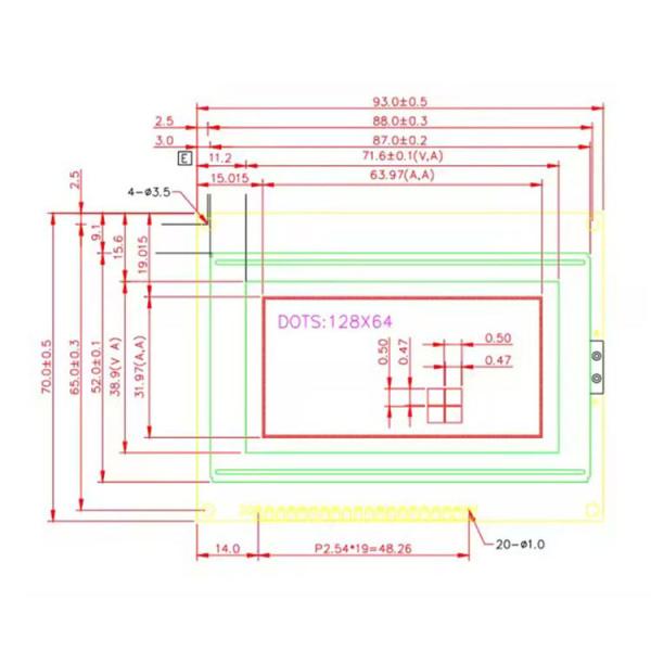 Quality 128*64 Lcd Display Blue Colour with White Backlight Graphic Lcd Display for sale