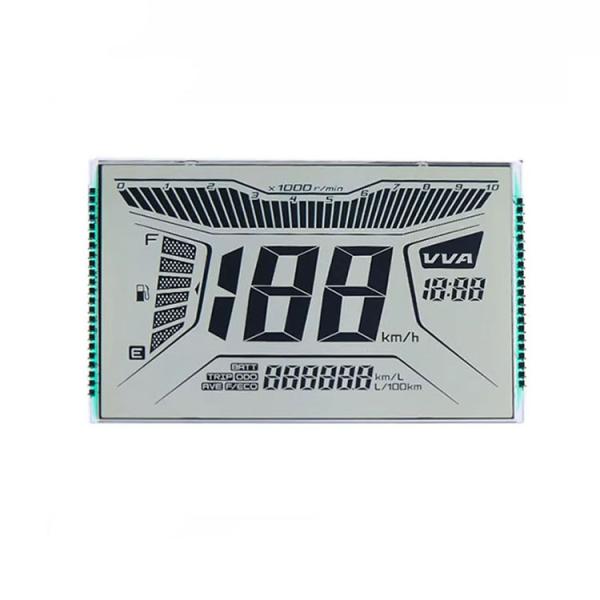Quality High Contrast Ratio HTN Negative 4.5V Monochrome Custom Speedometer Segment LCD Display 122x69mm for Motorcycles for sale