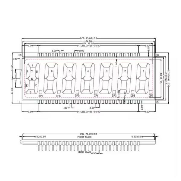Quality Custom Lcd 7 Segment 7 Digits Lcd Screen TN Car Lcd Display for Fuel Dispenser for sale