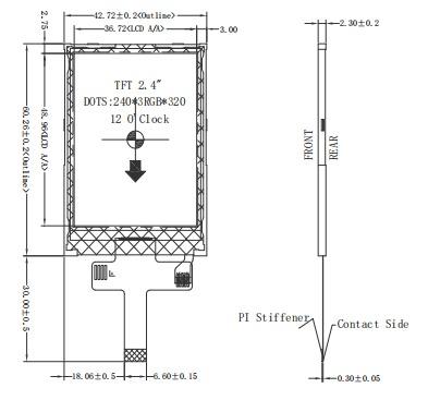 Quality 2.4 inch IPS 240*320, 12 O'Clock TFT LCD module high brightness full viewing for sale