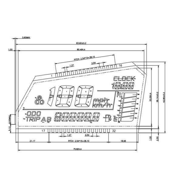 Quality HTN Negative Transmissive LCD Display for Motorcycles for sale
