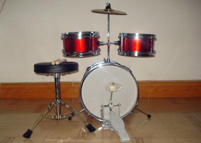 China 3 Piece Junior Red Acoustic Kids Drum Set Middle Size With Cymbal / Throne MU-3KM for sale