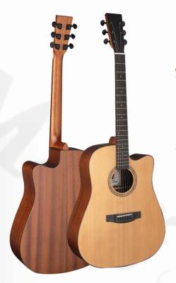 China Deluxe Cedar Solidwood Vintage Wood Acoustic Guitar with Daddario EXP16 String TP-AG58C for sale