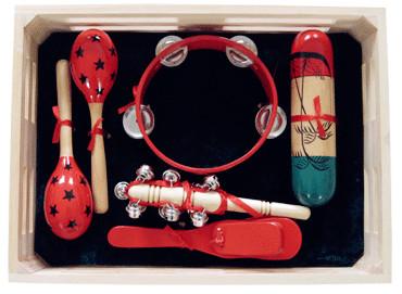 China 5 Pcs Simple Percussion Kids Musical Instrument Kawai Wood Toy Outfit with Wooden Box for sale