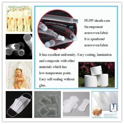 China Supply PE/PP Bicomponent Spunbond Nonwoven fabrics,white color,ecofriendly,126
