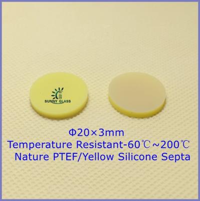 China 20*3mm Nature PTFE/Yellow Silicone septa for sale
