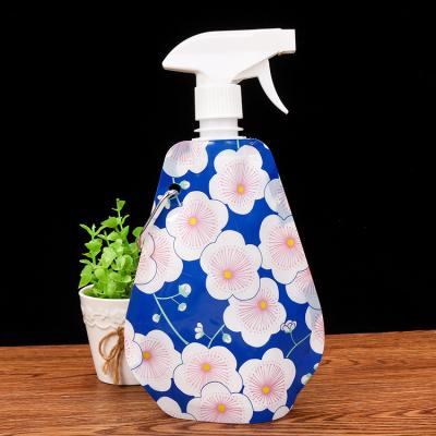 China Printed Logo Pouches 500ml Stand Up Foldable Plastic Water Spray Pouch for sale