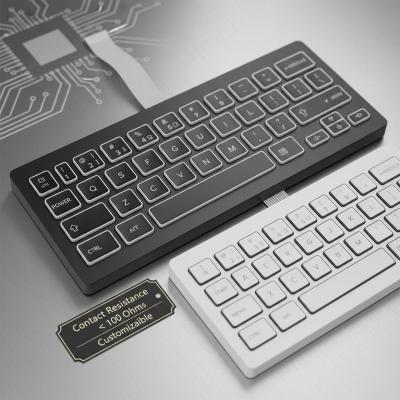 China Silkscreen Printing PCB Membrane Switch Black Keyboard Yes White Optional Contact Resistance Less Than 100 Ohms Durable Customizable for sale
