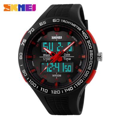 학생 아날로그 디지털 방식으로 시계, 52MM 케이스 남자 옥외 시간 시계