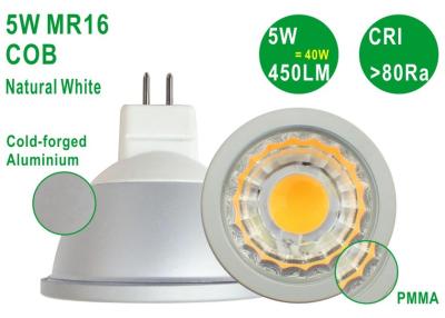 China Energy Saving Aluminium 5W 450LM CRI80 Bright G5.3 MR16 Natural White COB Spotlight for sale
