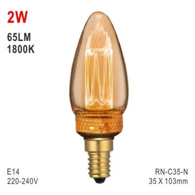 China 2W E14 LED C35 Bulb, Deco Light, Fashionable Glass Bulb, Warm White Lamp, LED Candle for sale