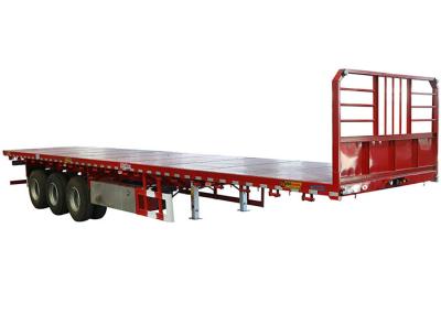 China Red Q235 Flatbed Truck Trailer 30T Triple Axle Flatbed Trailer 20ft for sale