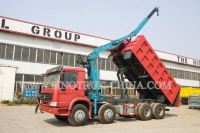 중국 LHD 371HP 8×4 팁 주는 사람 트럭은 교통 사고를 위한 기중기 XCMG12 톤을 거치했습니다 판매용