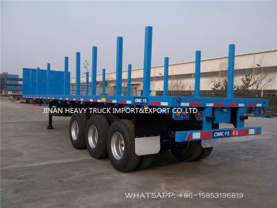 Cina Rimorchio del letto piano di SINOTRUK 3 Axle Flatbed Trailer Log Wood con la colonna dritta in vendita