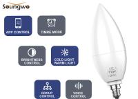 China Smart Candle Bulb E12 Bluetooth Mesh CCT 2700K-6500K Voice Control Compatible with Alexa Google for sale