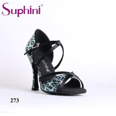 China Suphini hand made leopard stiletto latin dance shoes for sale