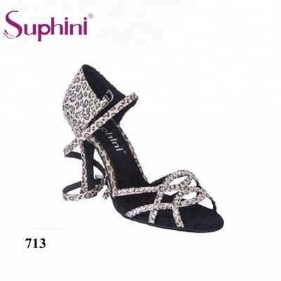 China Wholesale rhinestones satin material latin tango dance footwear for sale
