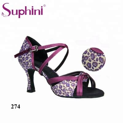 China Suphini Classic leopard PU female dance shoes Chaussures de danse latine for sale