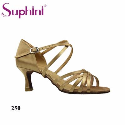 China Suphini Classical Satin X T Strap High Low Heel Salsa Ballroom Latin Dance Shoes For Women for sale