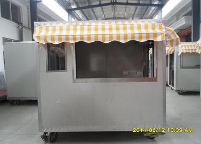 Cina Carretto del caffè dell'acciaio inossidabile della via con la tenda bianca gialla della striscia in vendita