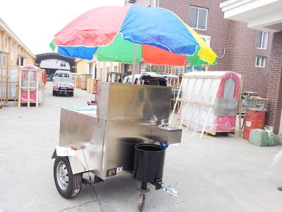 Cina Carretto mobile del hot dog dell'acciaio inossidabile dell'alimento della friggitrice con le piccole ruote in vendita