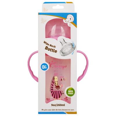 Cina 9oz 260ml PP Largo Collo Arco Bottiglia di Nutrimento Bambino Colore Rosa in vendita