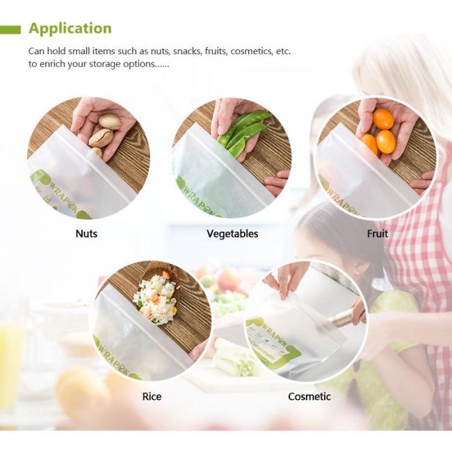 Promotional self standing food grade degradable dual lastic zipper bag