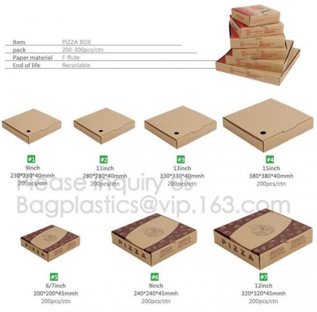 Custom Pizza Packing Paper Box Corrugated With Different Size, Recycle Paper Simple Pizza Package Lunch Box 0