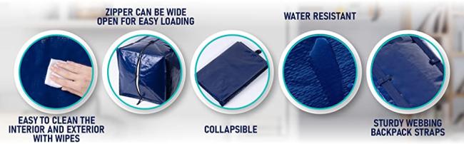 VENO moving bags can be used as moving boxes, easy to clean, collapsible, with backpack straps