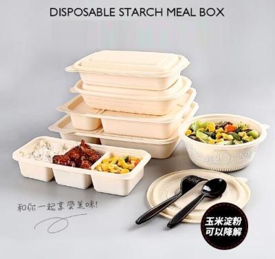 China Leve embora o fast food, caixa de embalagem do compartimento, recipientes, amido biodegradável, caixa ambiental da refeição do almoço à venda