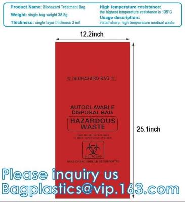 China De Verwijderingszakken van polypropyleenbiohazard, Waarschuwingsetiket, Gedrukte Sterilisatie, Afvalzakken met Biohazard-Symbool Te koop