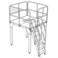 China Customized Packaging Machine Overhead Working Platform With Guardrail And Ladder for sale