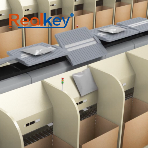 Realkey Tilt Tray Sorter in operation