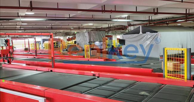 Close-up view of Cross Belt Sorter mechanism