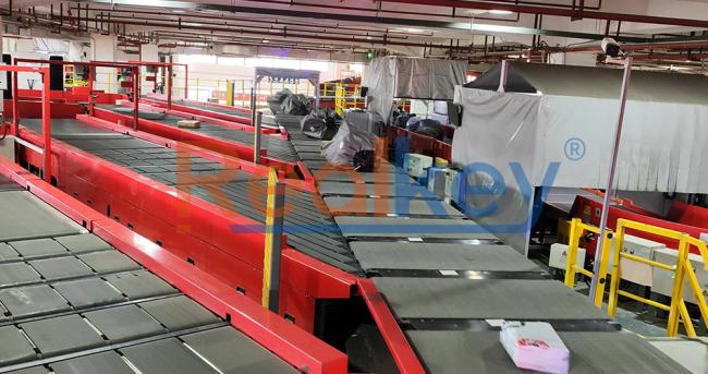 Realkey Cross Belt Sorter in operation at distribution center