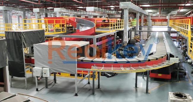 Close-up view of Cross Belt Sorter components