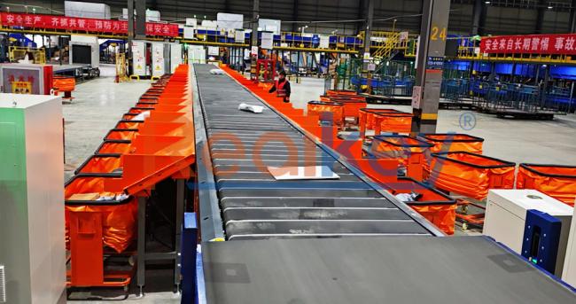 Close-up view of Narrow Belt Sorter components