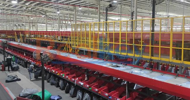 High Flexibility Safe Conveyor Sorter System in operation