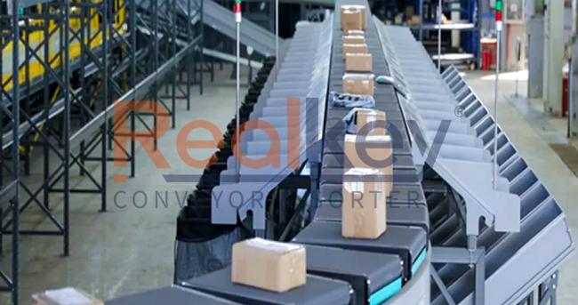 Automated Cross Belt Sorting System in operation